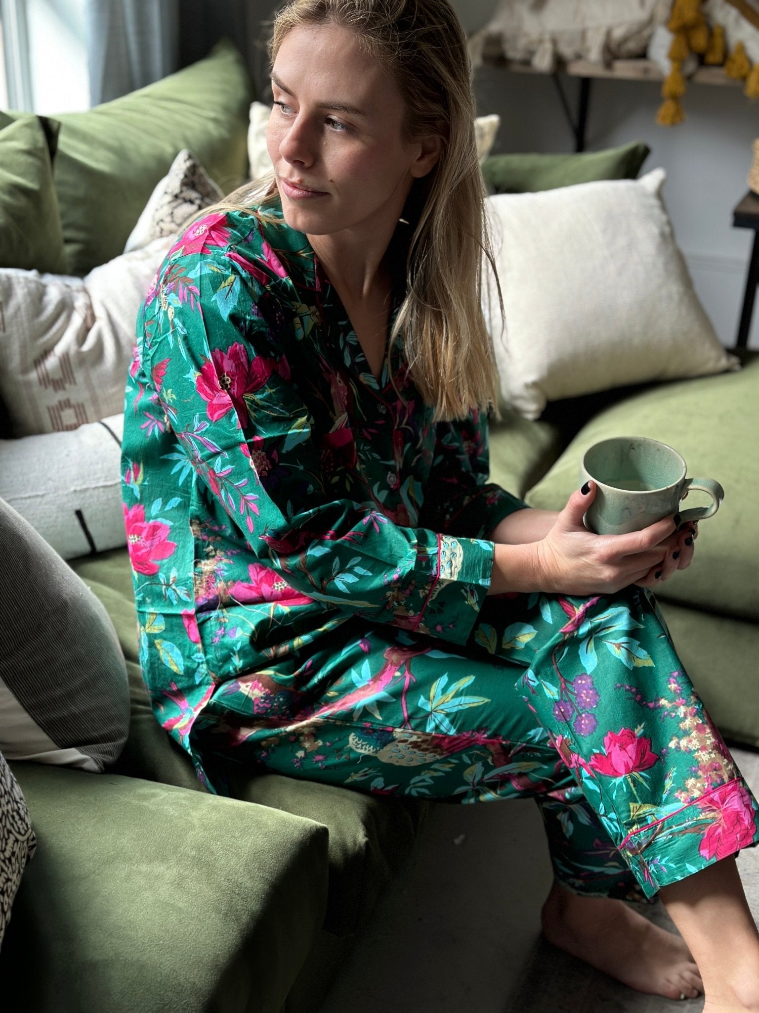 Cotton Pyjama Set - Green Botanical – Hauslife