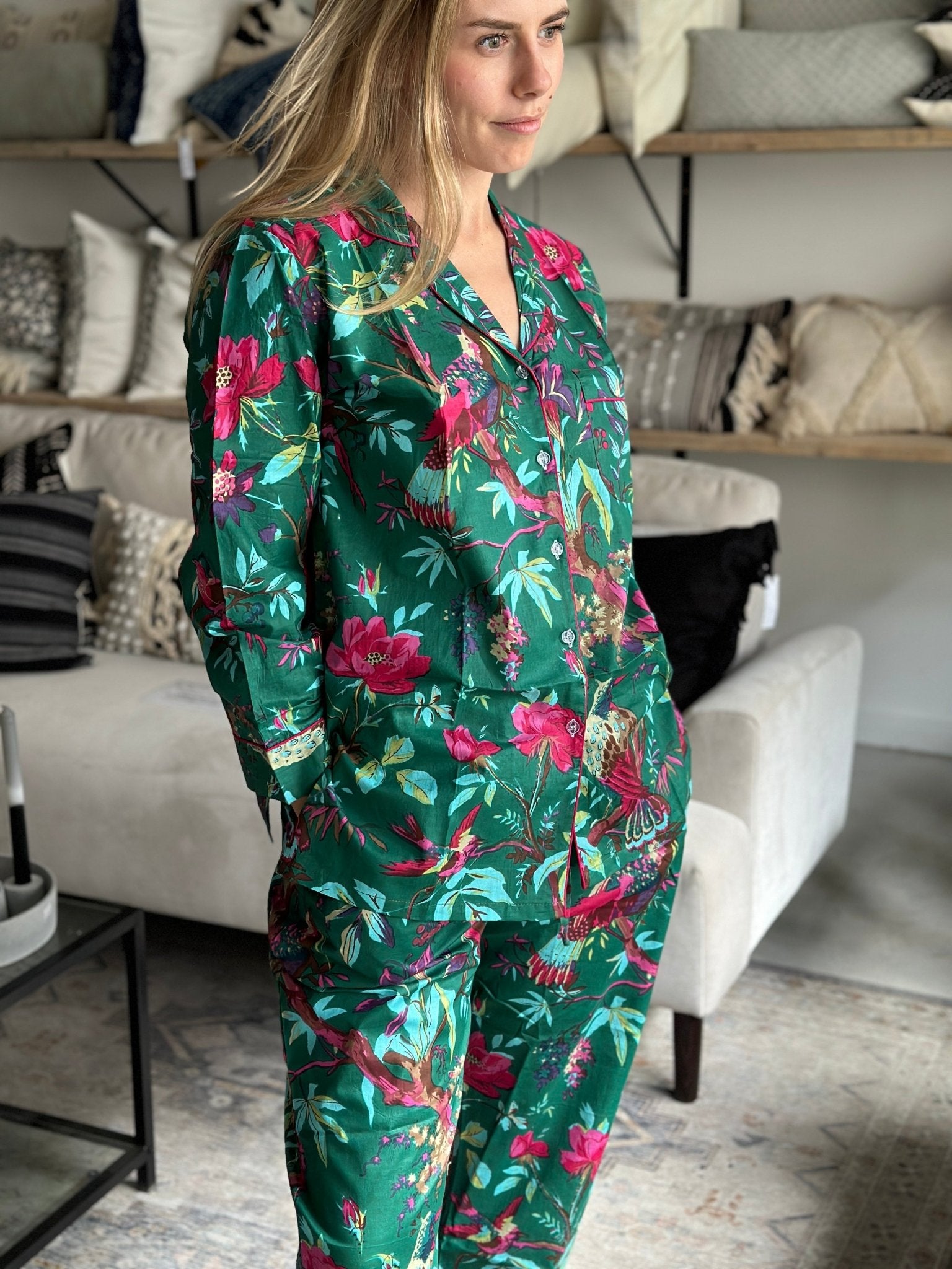 Cotton Pyjama Set - Green Botanical – Hauslife