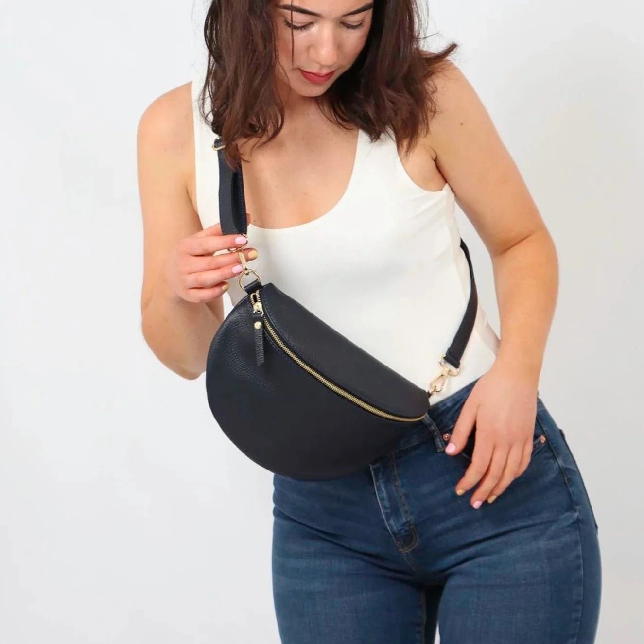 Genuine Italian Leather Half Moon Crossbody Bag – Hauslife